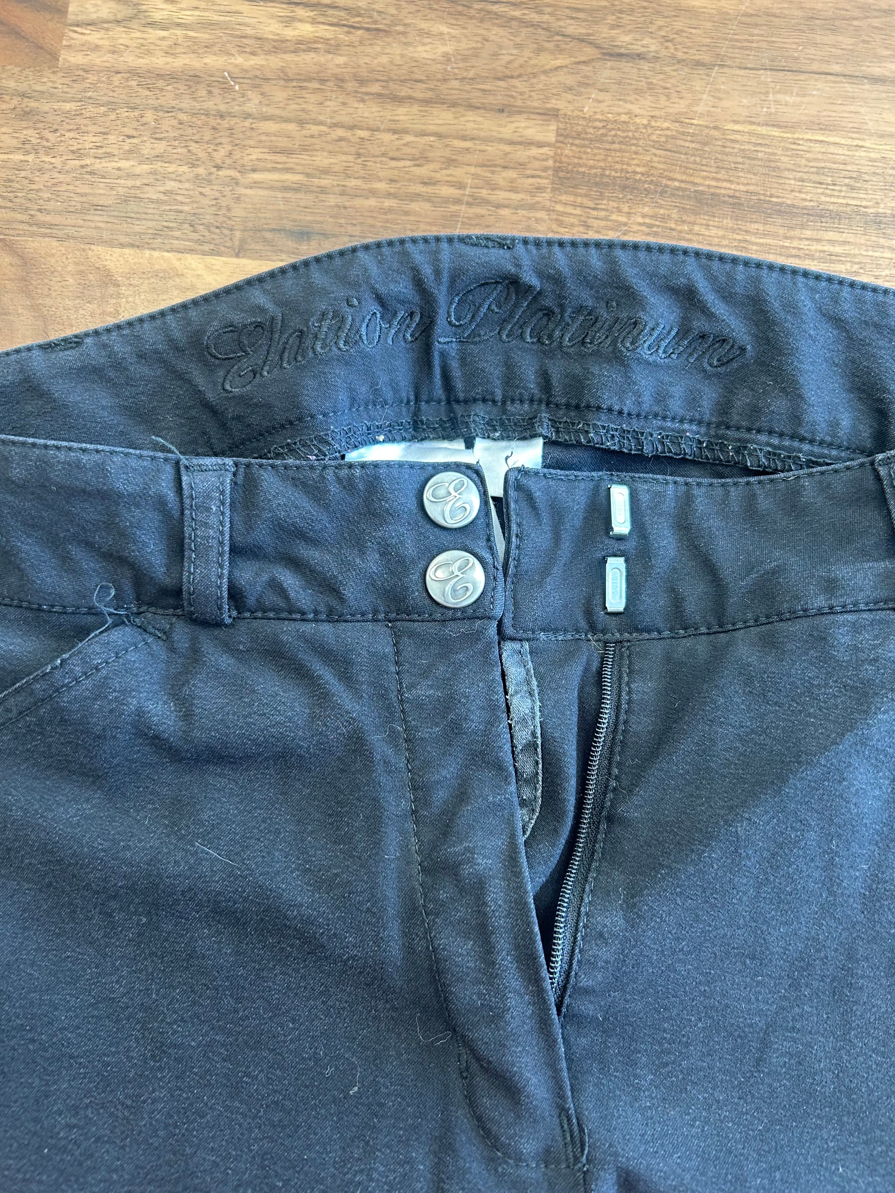 Fine Used Elation Platinum Black/Tan Knee Patch Breech Breech | Horse ...