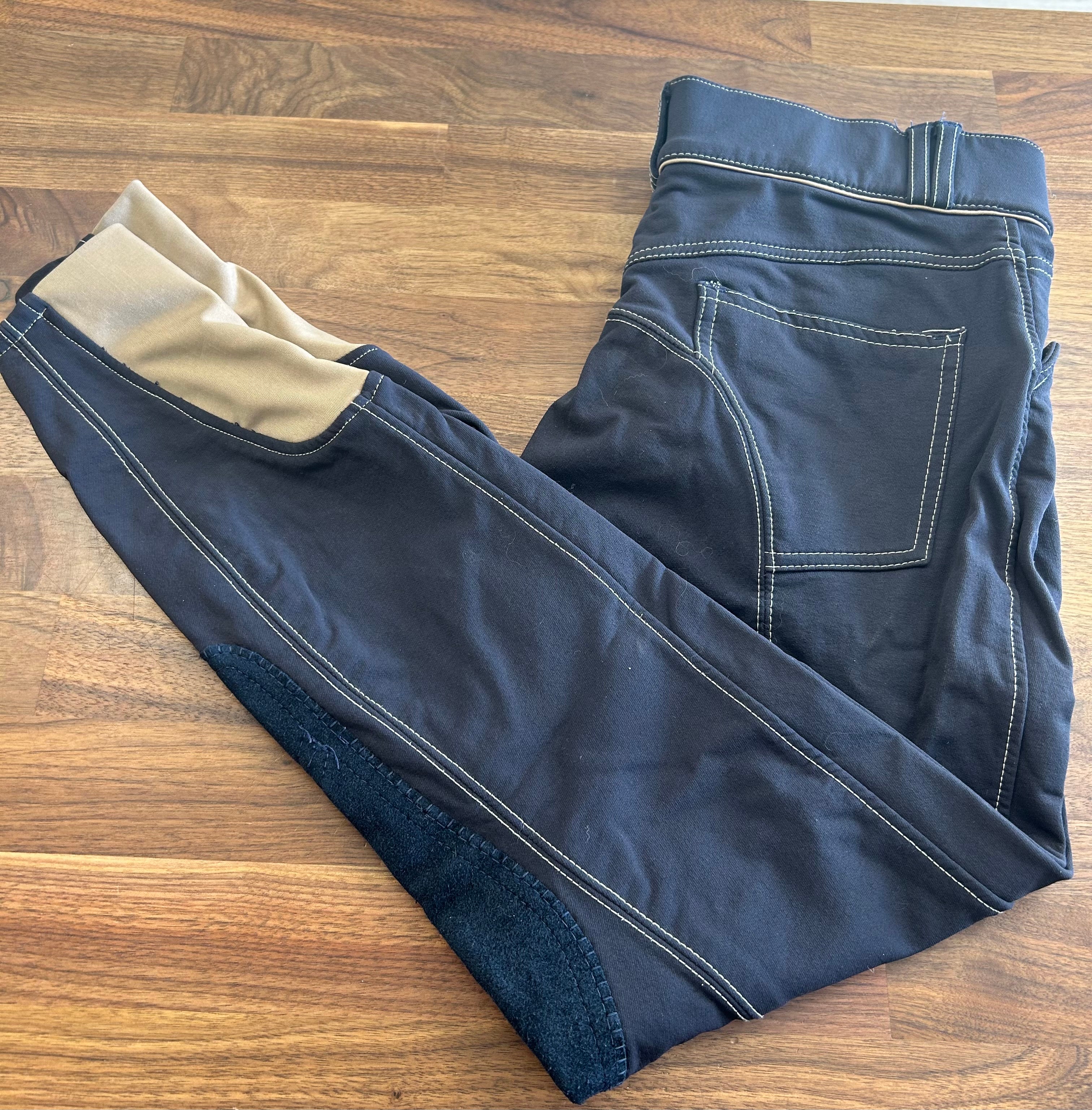 Fine Used Elation Platinum Navy Knee Patch Breech | Horse & Hound Tack Shop